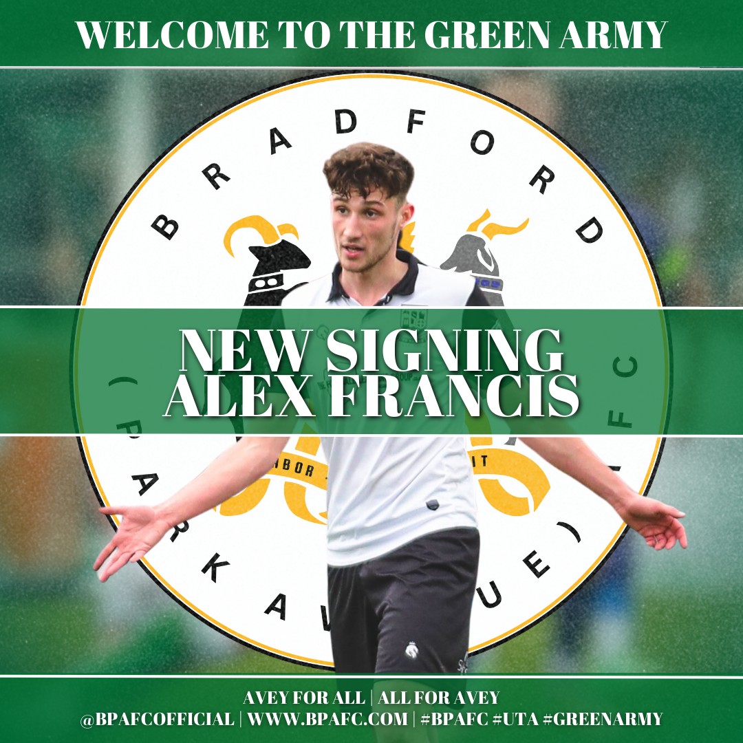 Bradford (Park Avenue) AFC News - ALEX FRANCIS SIGNS SEASON LONG LOAN ...