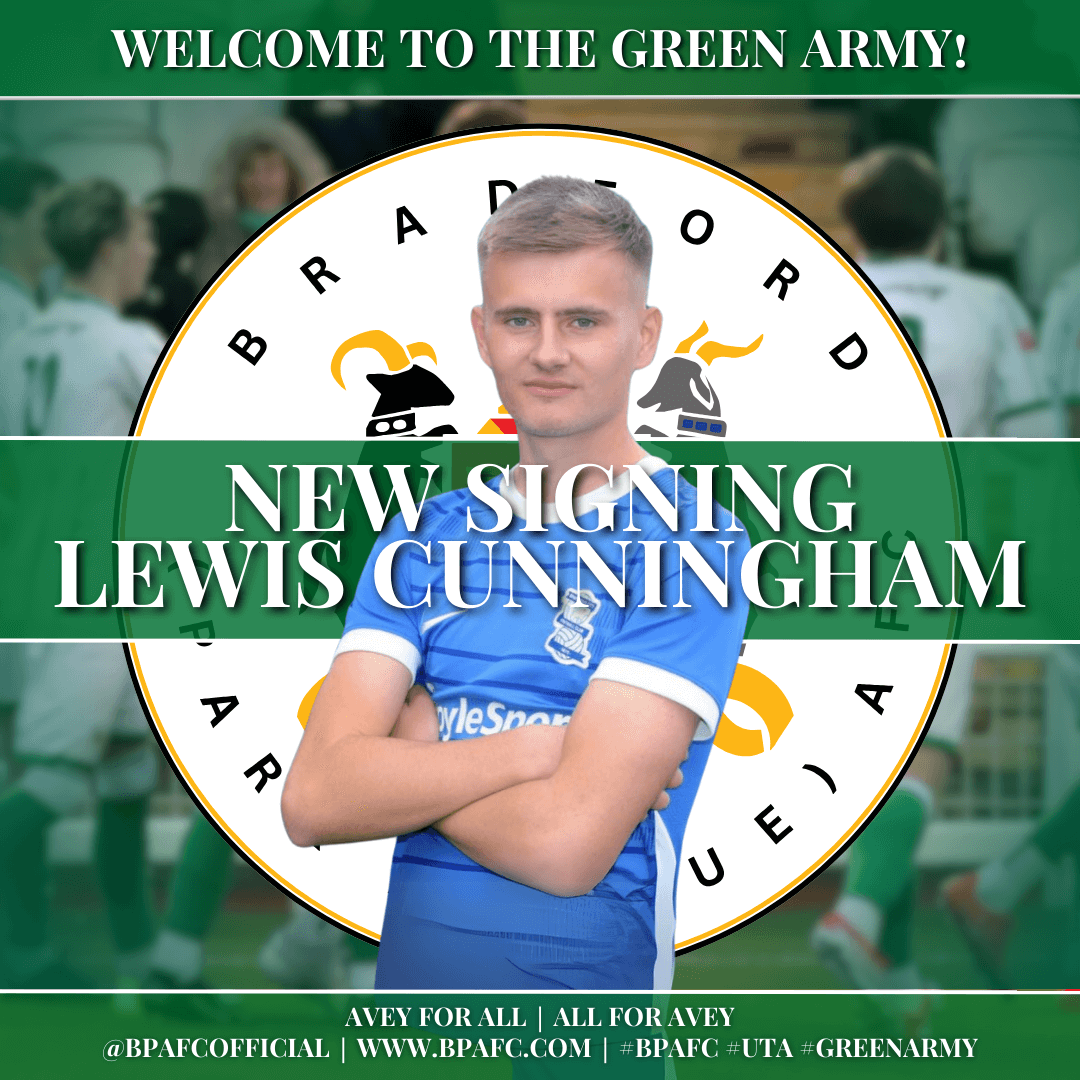 Bradford (Park Avenue) AFC News - Bradford (Park Avenue) Sign Lewis Cunningham